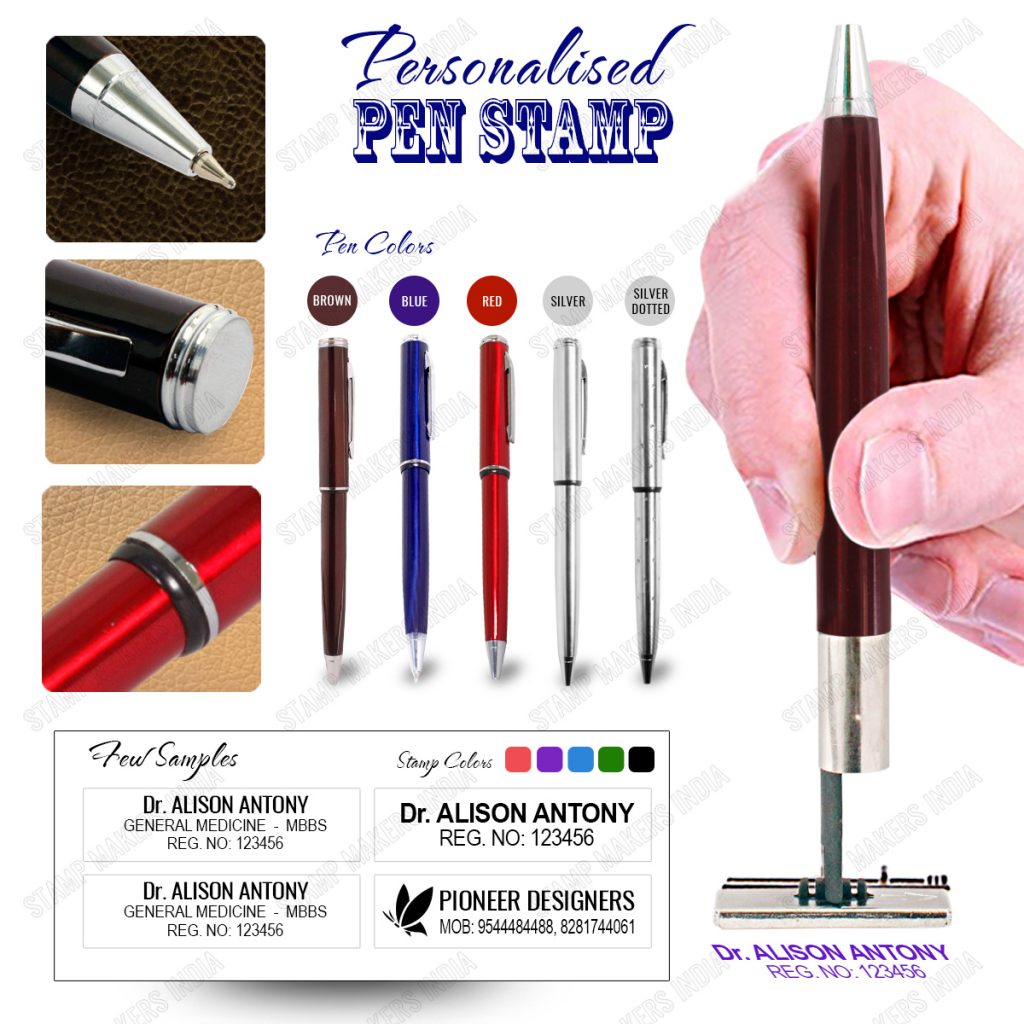 Pre Ink Pen Stamp - Silver Color - Pen Stamp
